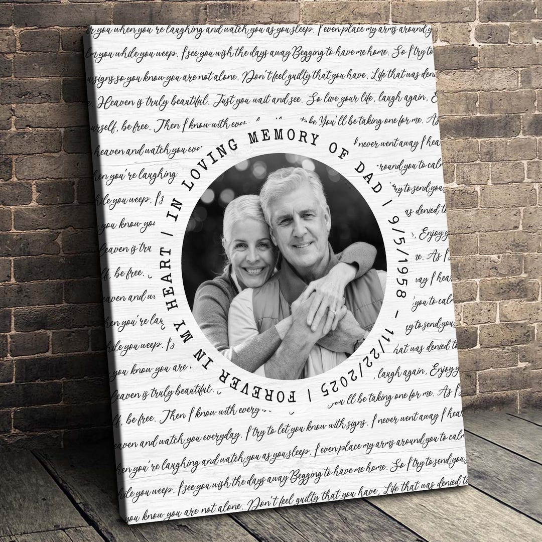 Personalized as I Sit in Heaven Memorial Wall Art, Custom Photo Dad Memorial Gift, in Loving ...