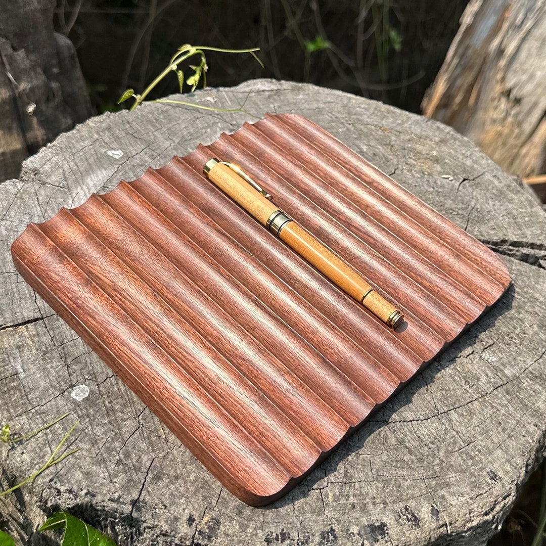 Large Walnut Pen Tray | Fathers Day Gift From Wife | Wooden Pen Tray ...