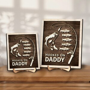 Fathers Day Gifts Fishing, Hooked on Daddy Wooden Sign for Dad, Fathers ...