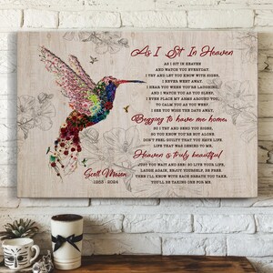 Personalized Hummingbird as I Sit in Heaven Memorial Gifts, Custom ...