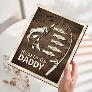 Fathers Day Gifts Fishing, Hooked on Daddy Wooden Sign for Dad, Fathers ...