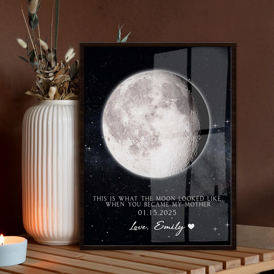 Personalized Moon Phase Wall Art Gift for Mom, the Day You Became My ...