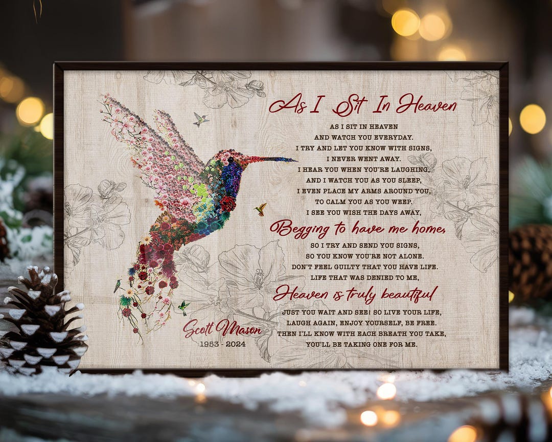 Personalized Hummingbird as I Sit in Heaven Memorial Gifts, Custom ...