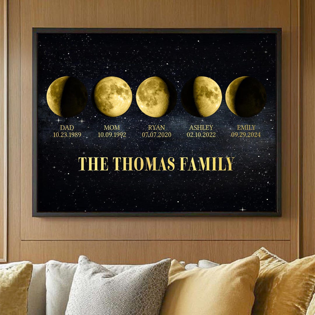 Personalized Family Moon Phase Print, Mother's Day Gift, Moon Phase ...