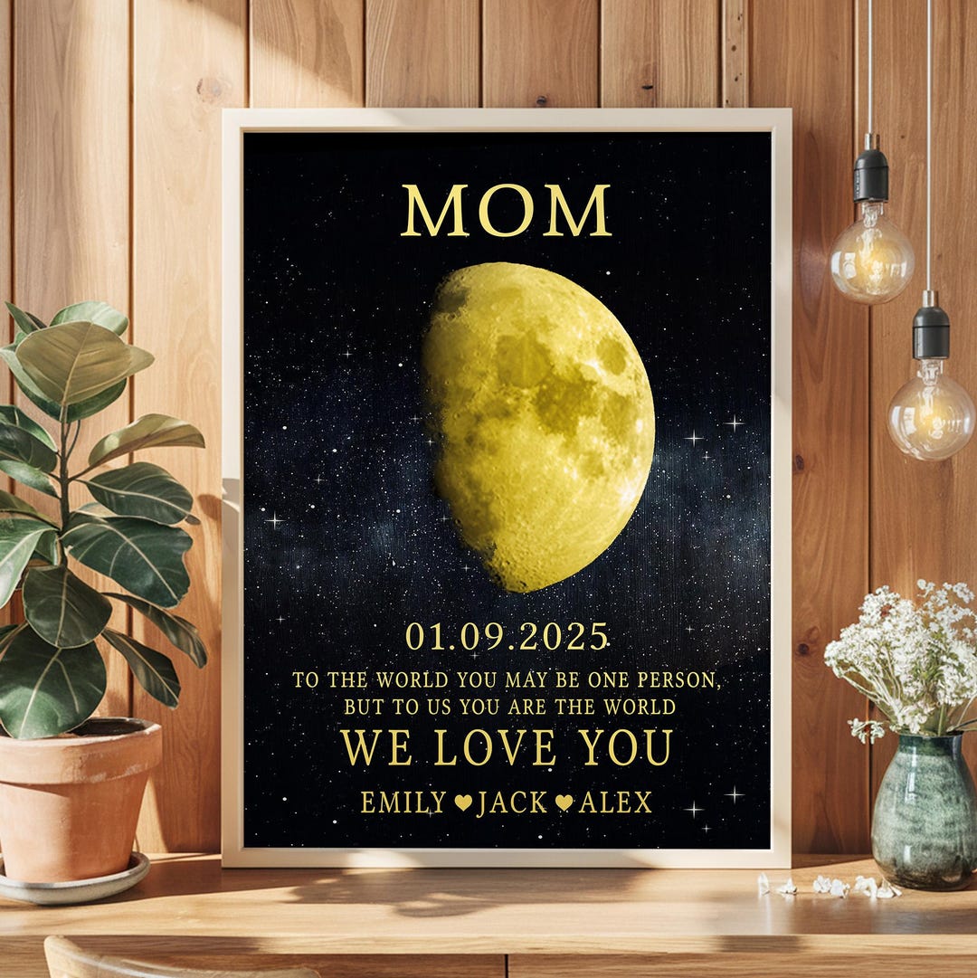 Personalized Moon Phase Wall Art Gift for Mom, Mother's Day Gift, Moon ...