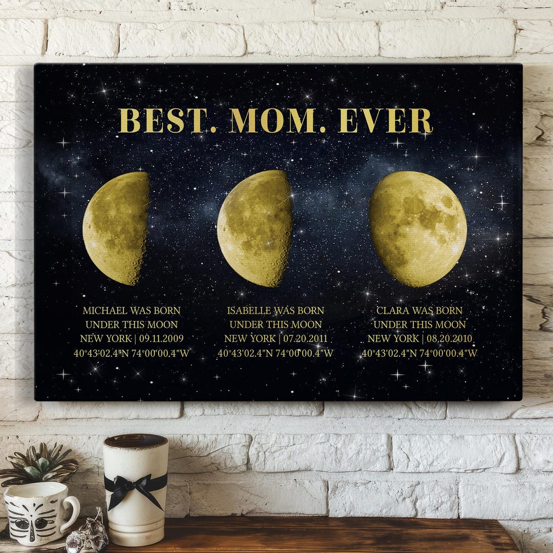 Personalized Family Moon Phase Print, Best Mom Ever Gift From Kids ...