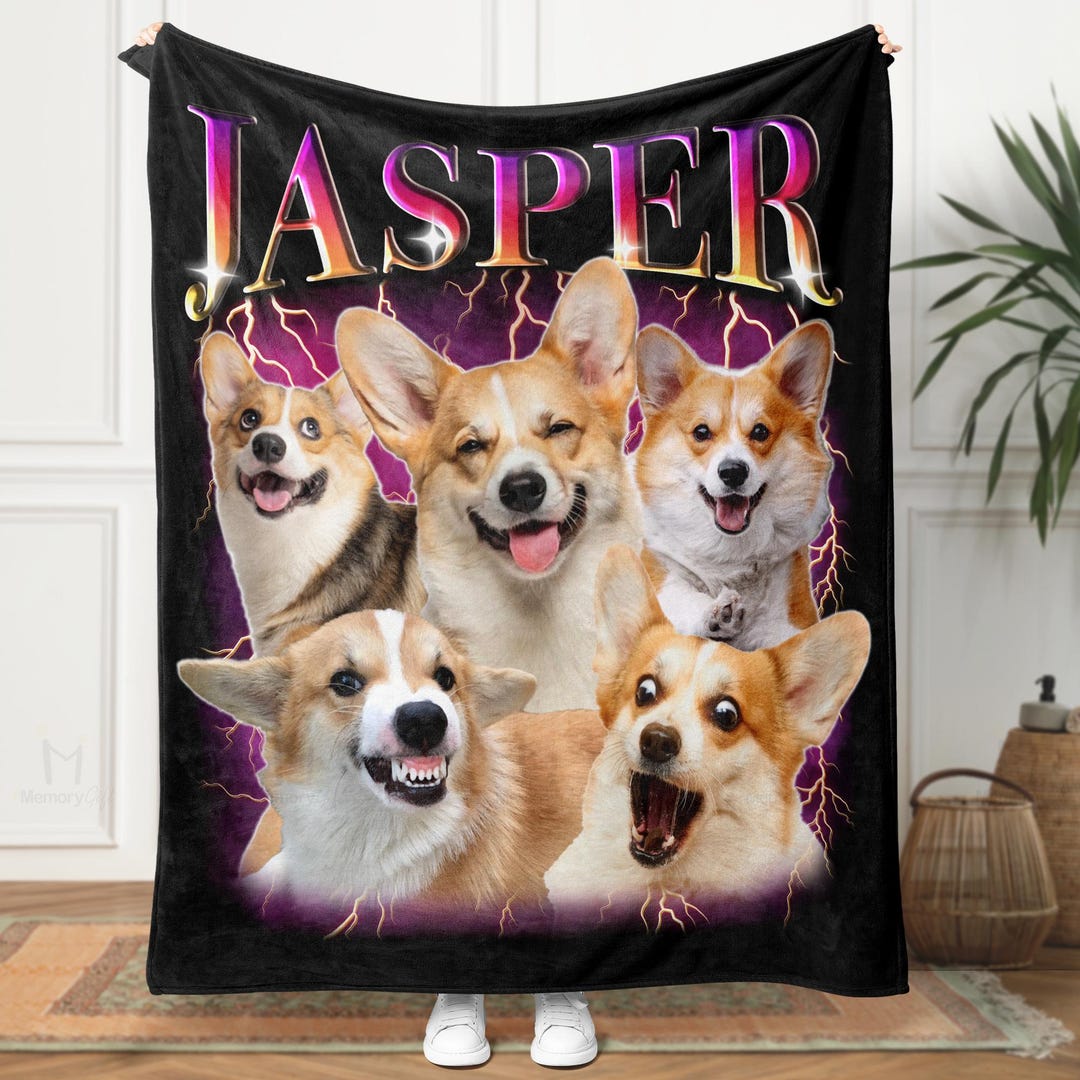 Custom Dog Bootleg Gift, Custom Dog Photo Blanket, Personalized Dog ...