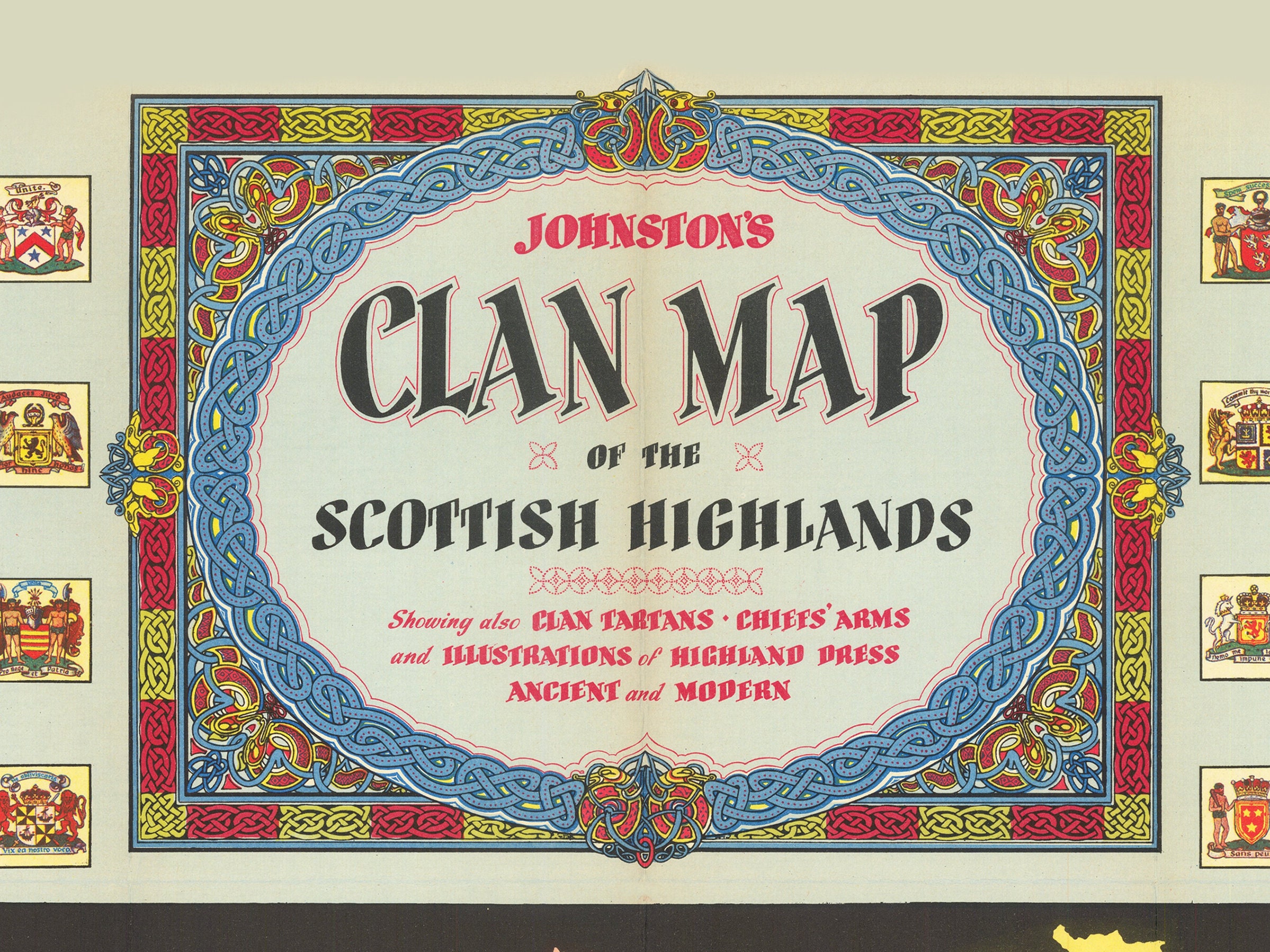 Vintage Clan Map of the Scottish Highlands by W. & A.K. Johnston and ...