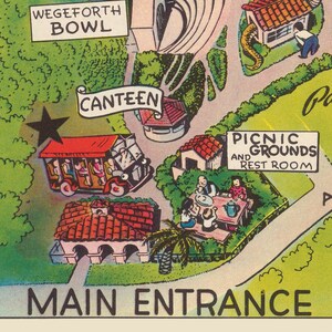 Vintage San Diego Zoo Map Circa 1947, Illustrated Tourist Map of San ...
