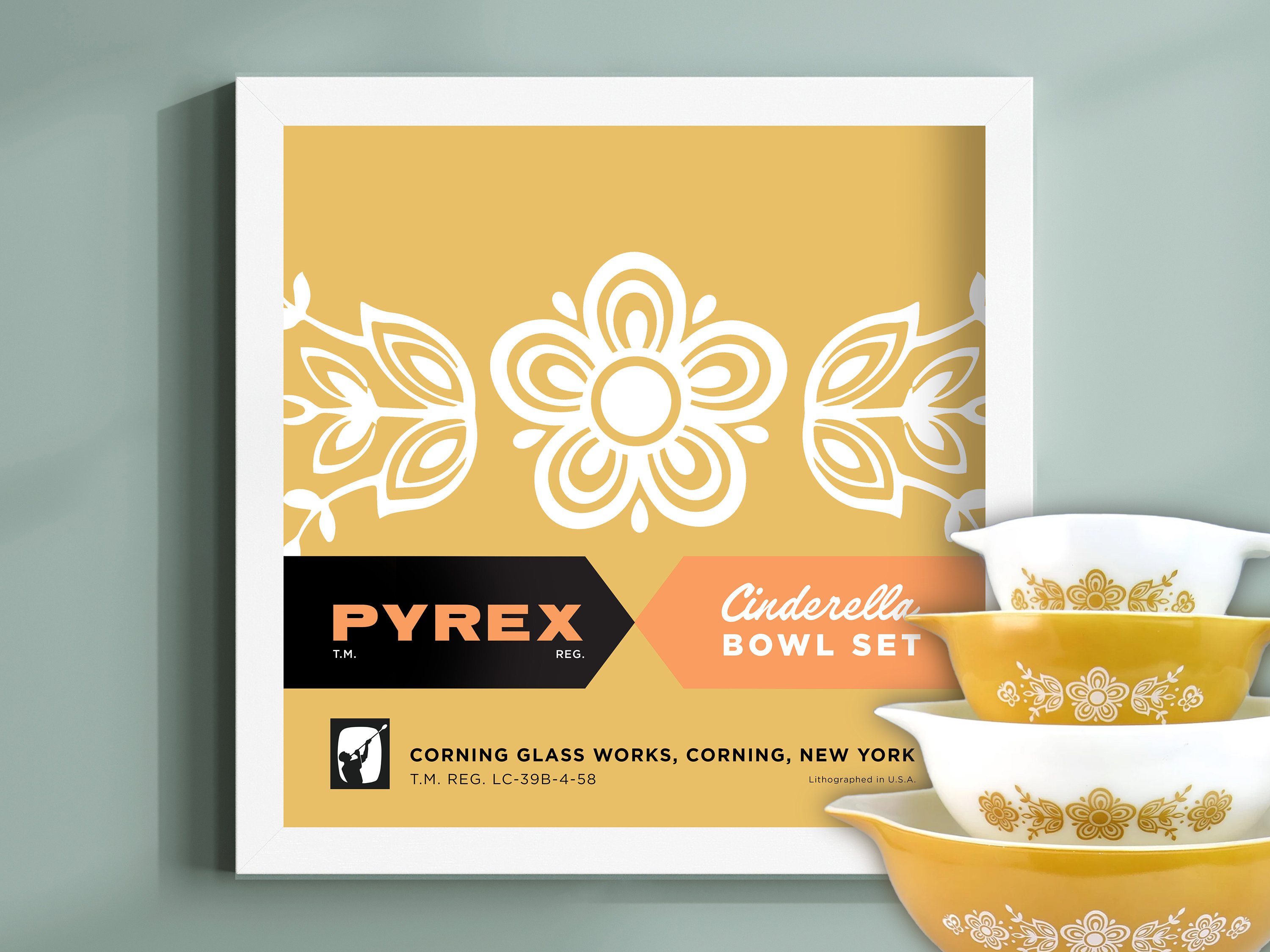 Vintage Pyrex Cinderella Box Poster Butterfly Gold, Original Pyrex Box ...