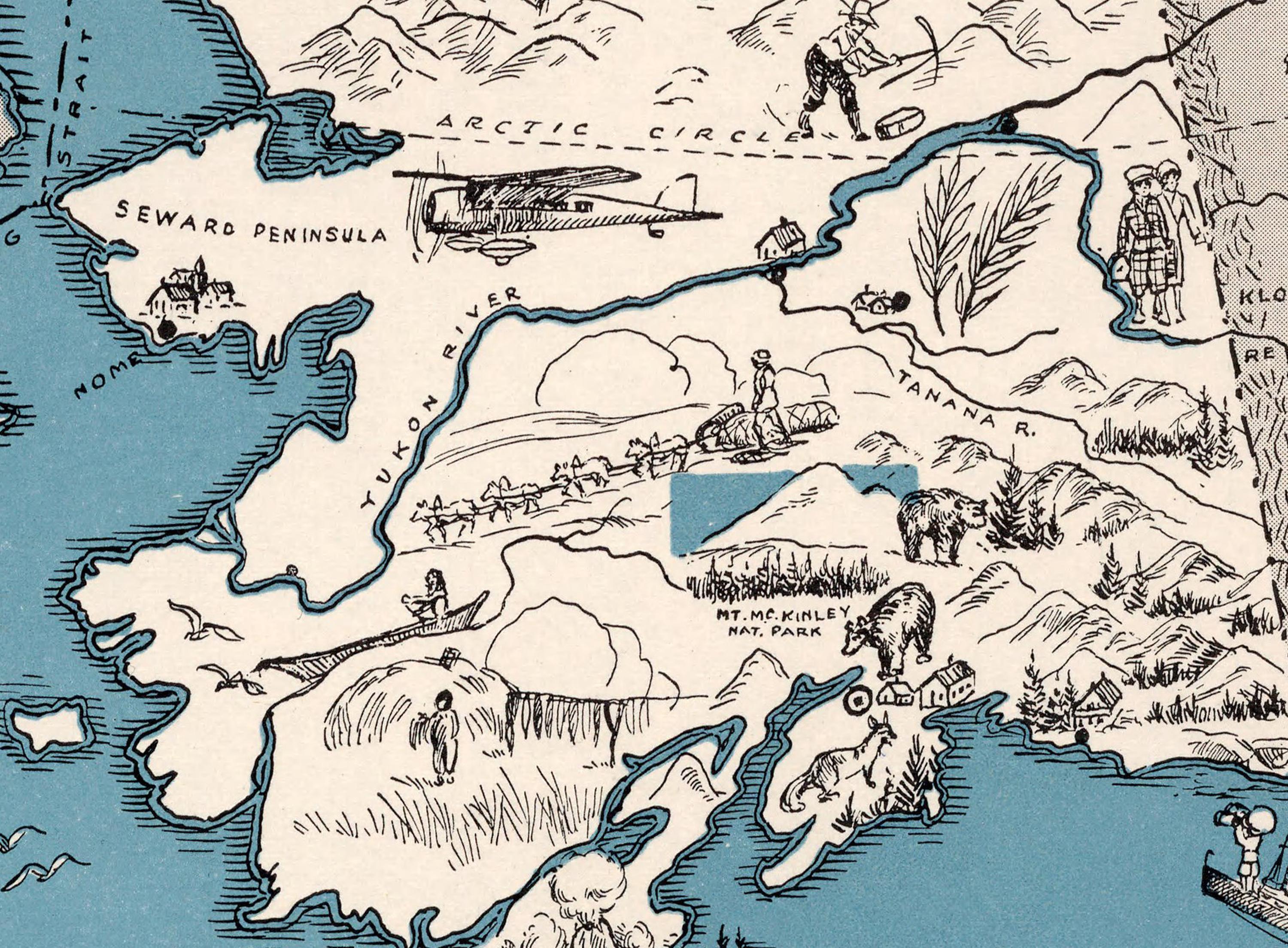 Vintage Alaska Map, Juneau Map, Anchorage Map, Americana History Circa ...