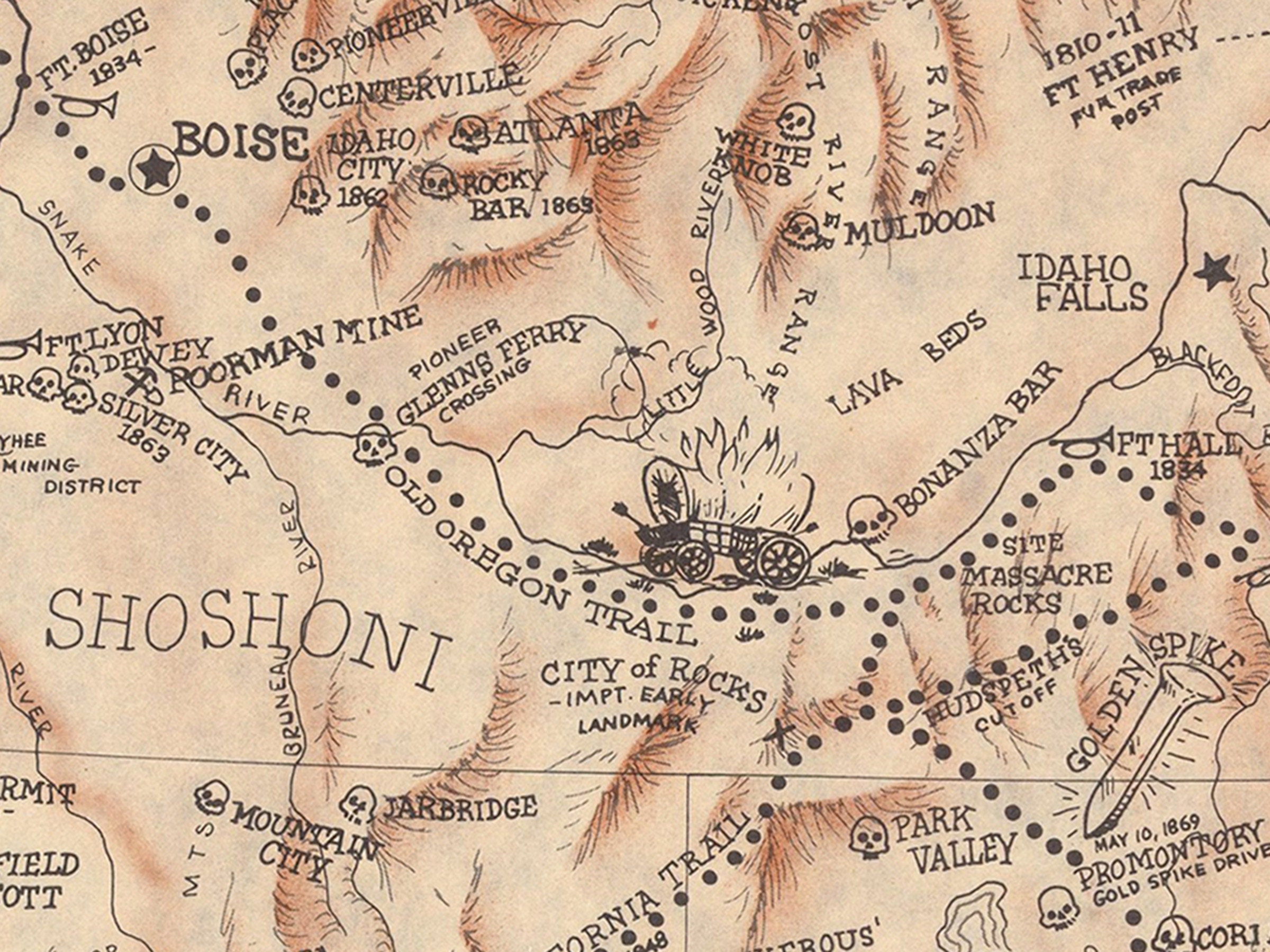 Vintage Historic West Poster, Lost Mines and Ghost Towns and Frontier ...