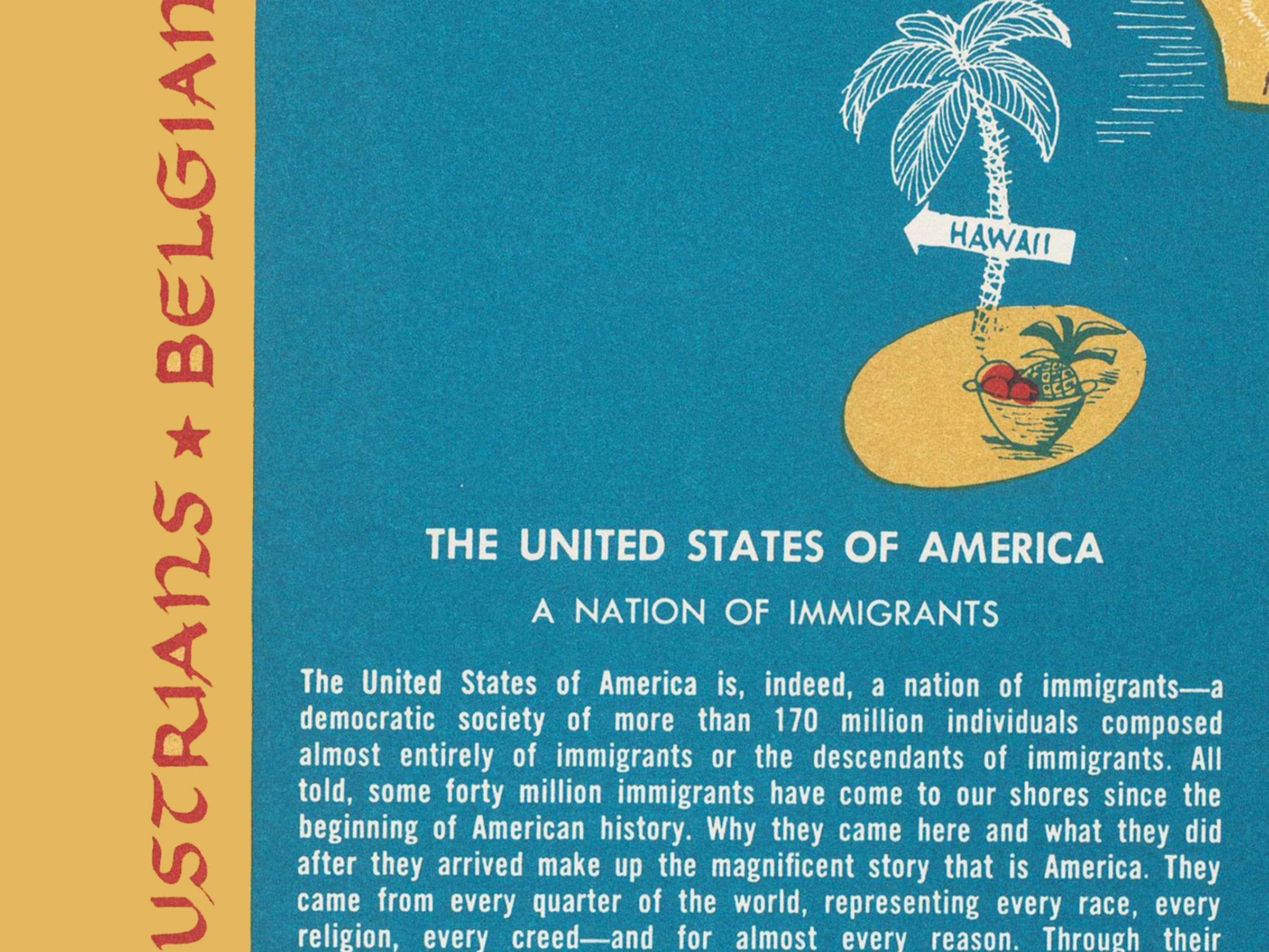 Vintage 'A Nation of Immigrants' Map Circa 1959, for John F. Kennedy ...