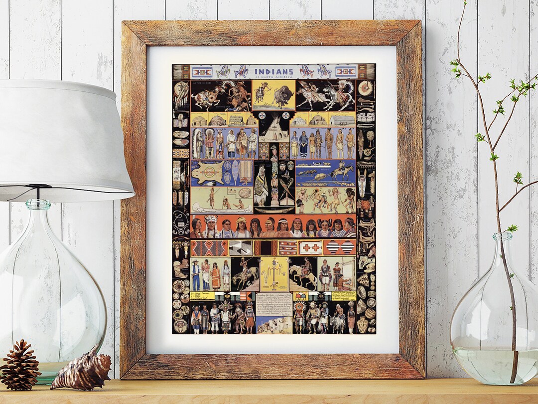 Vintage Indigenous Poster by Jo Mora Circa 1950, Indians of North ...