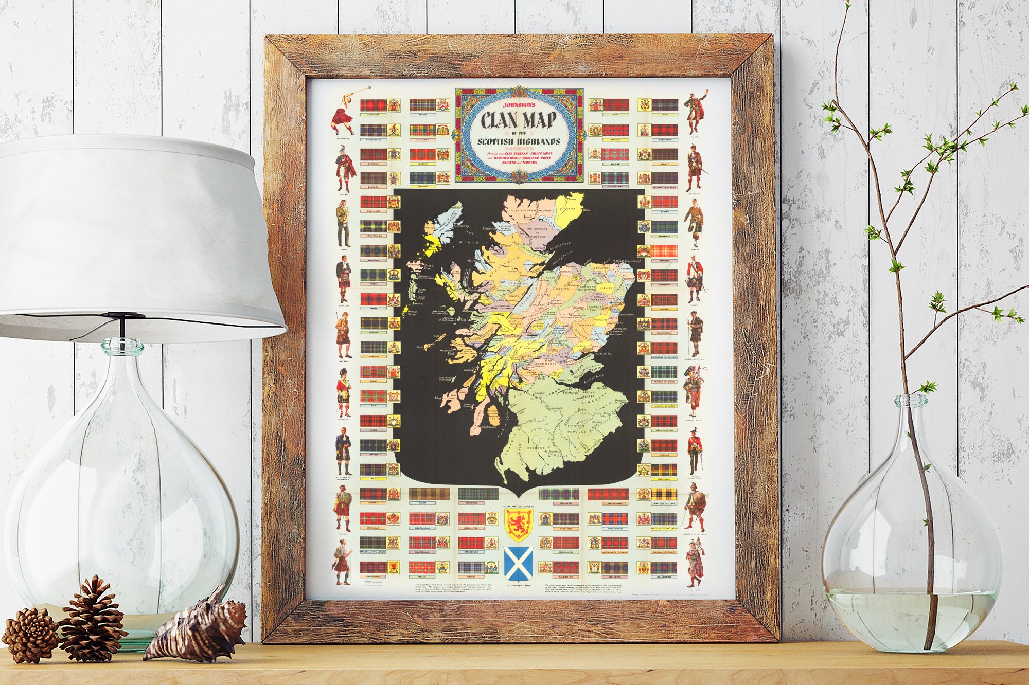 Vintage Clan Map of the Scottish Highlands by W. & A.K. Johnston and ...