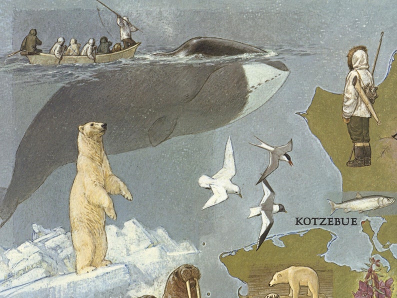 Vintage Alaska Pictorial Map Poster, Circa 1967 by William D. Berry ...
