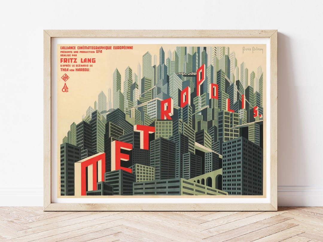 Vintage Metropolis Movie Poster, Boris Bilinsky Circa 1927, German Art ...
