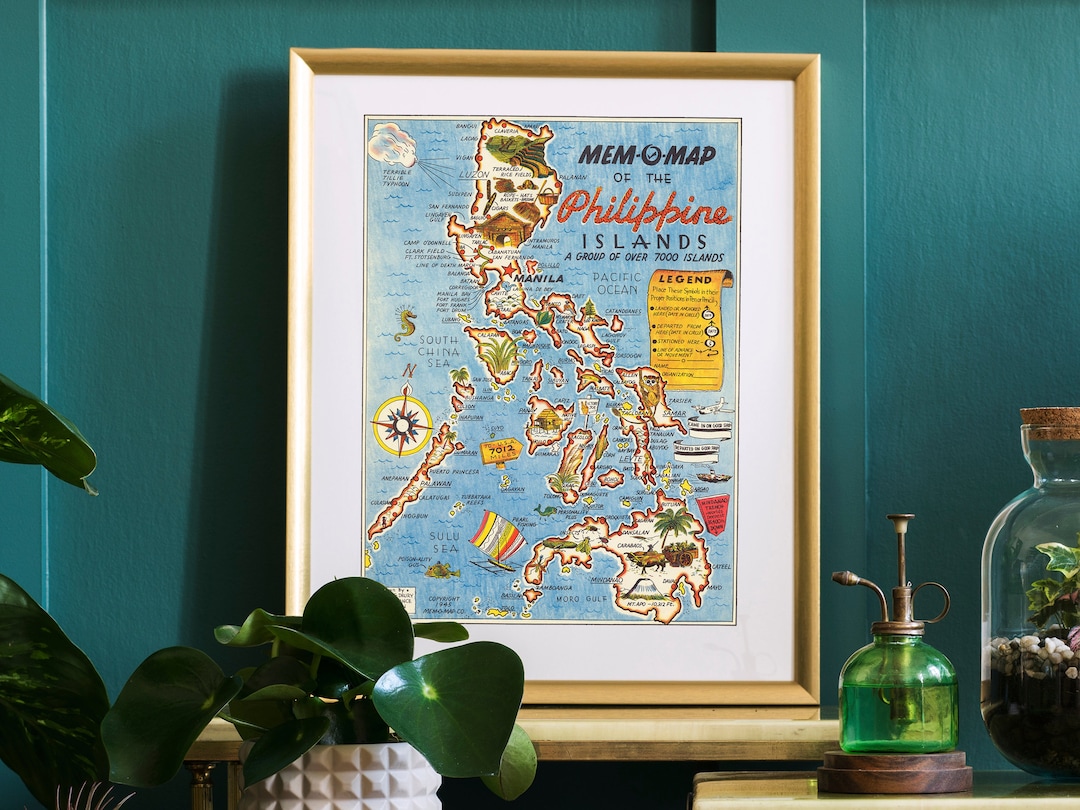 Vintage Philippine Islands Poster, Circa 1945, Mem-o-maps Commissioned ...