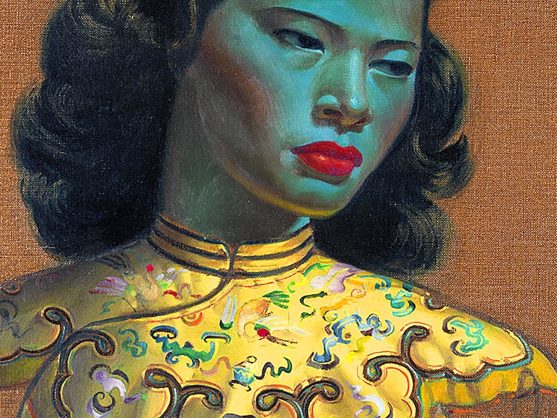 Tretchikoff Green Lady Print, Chinese Girl, Mid Century Modern Wall Art ...