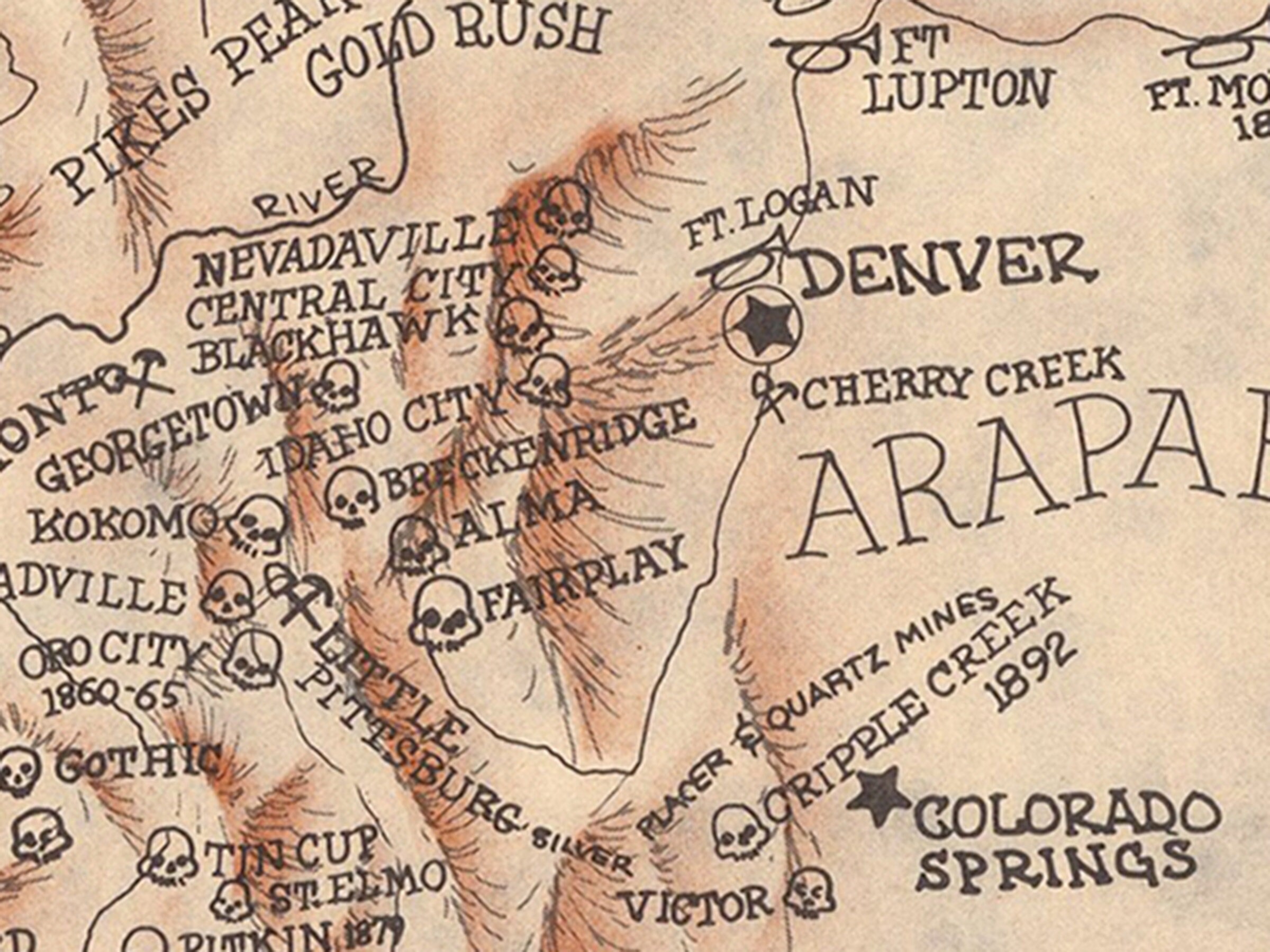 Vintage Historic West Poster, Lost Mines and Ghost Towns and Frontier ...