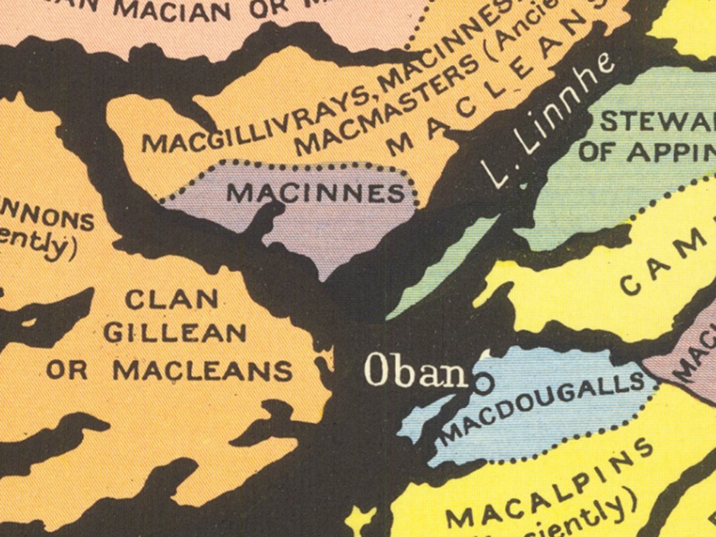 Vintage Clan Map of the Scottish Highlands by W. & A.K. Johnston and ...