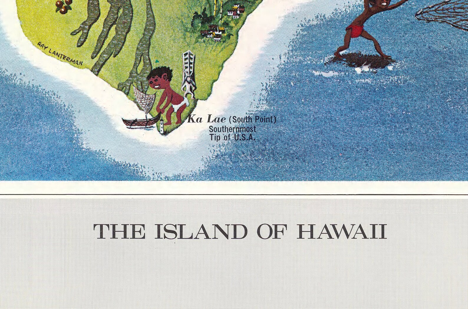 Vintage Hawaii Island Map Reproduction, by Ray Lanterman Circa 1962 ...