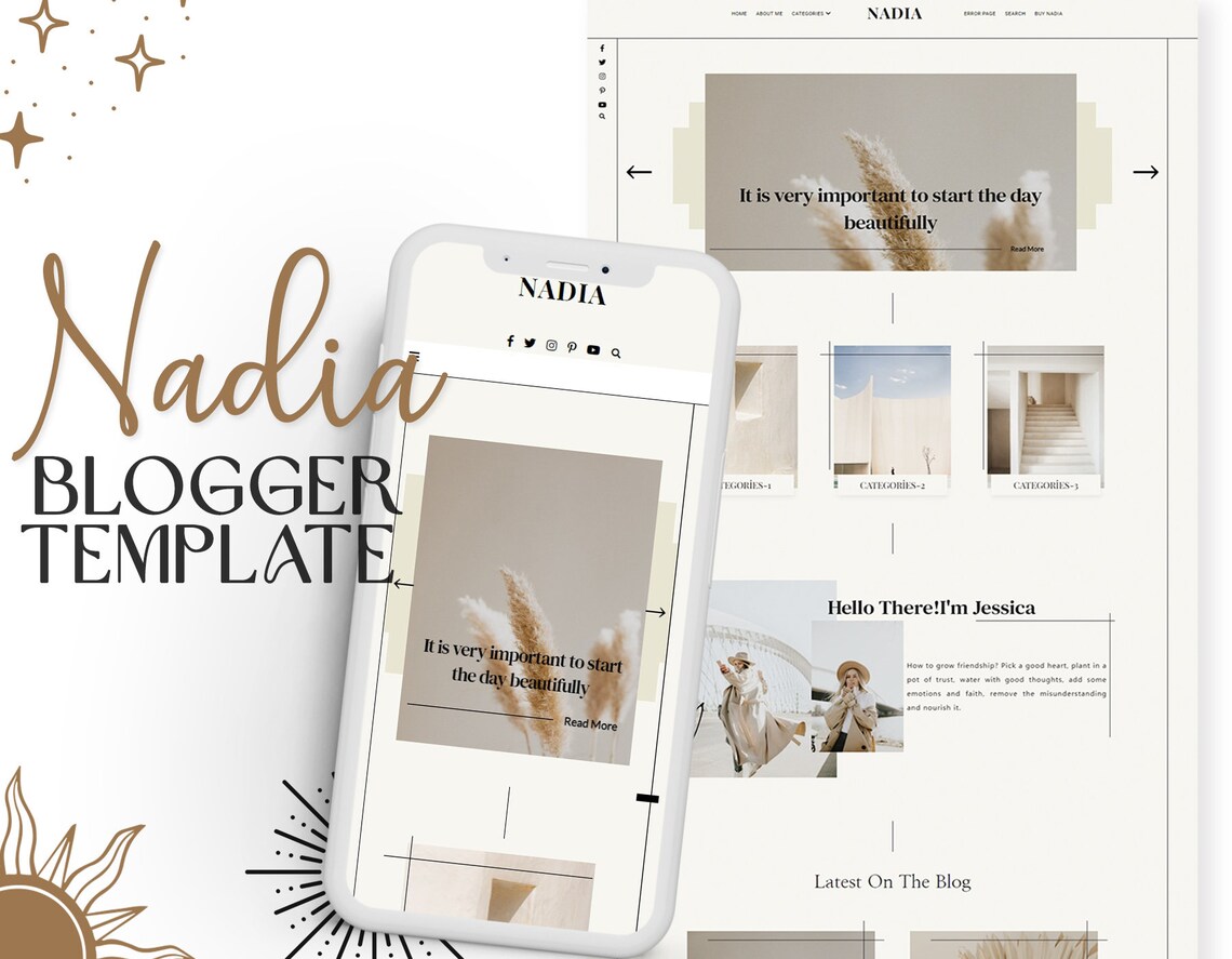 Nadia-responsive Blogger Templateblogger Templateresponsive - Etsy