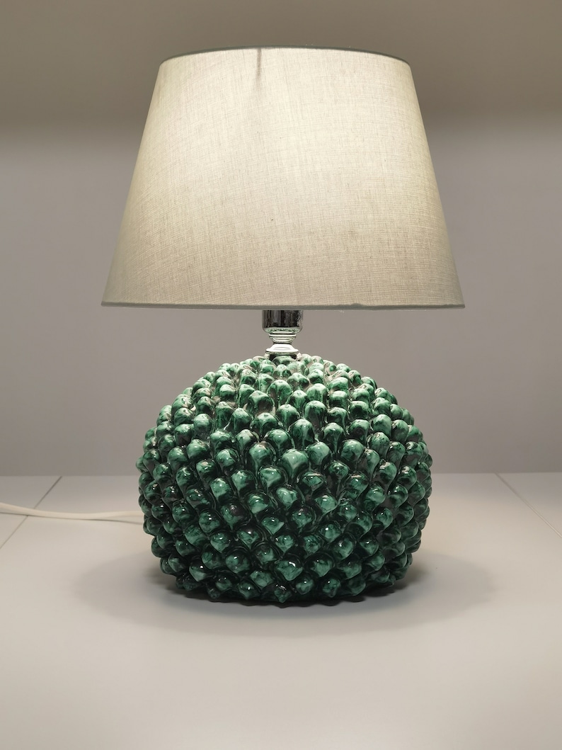 Sicilian Handmade, Green Pine Cone Lamp, in Authentic and Precious ...