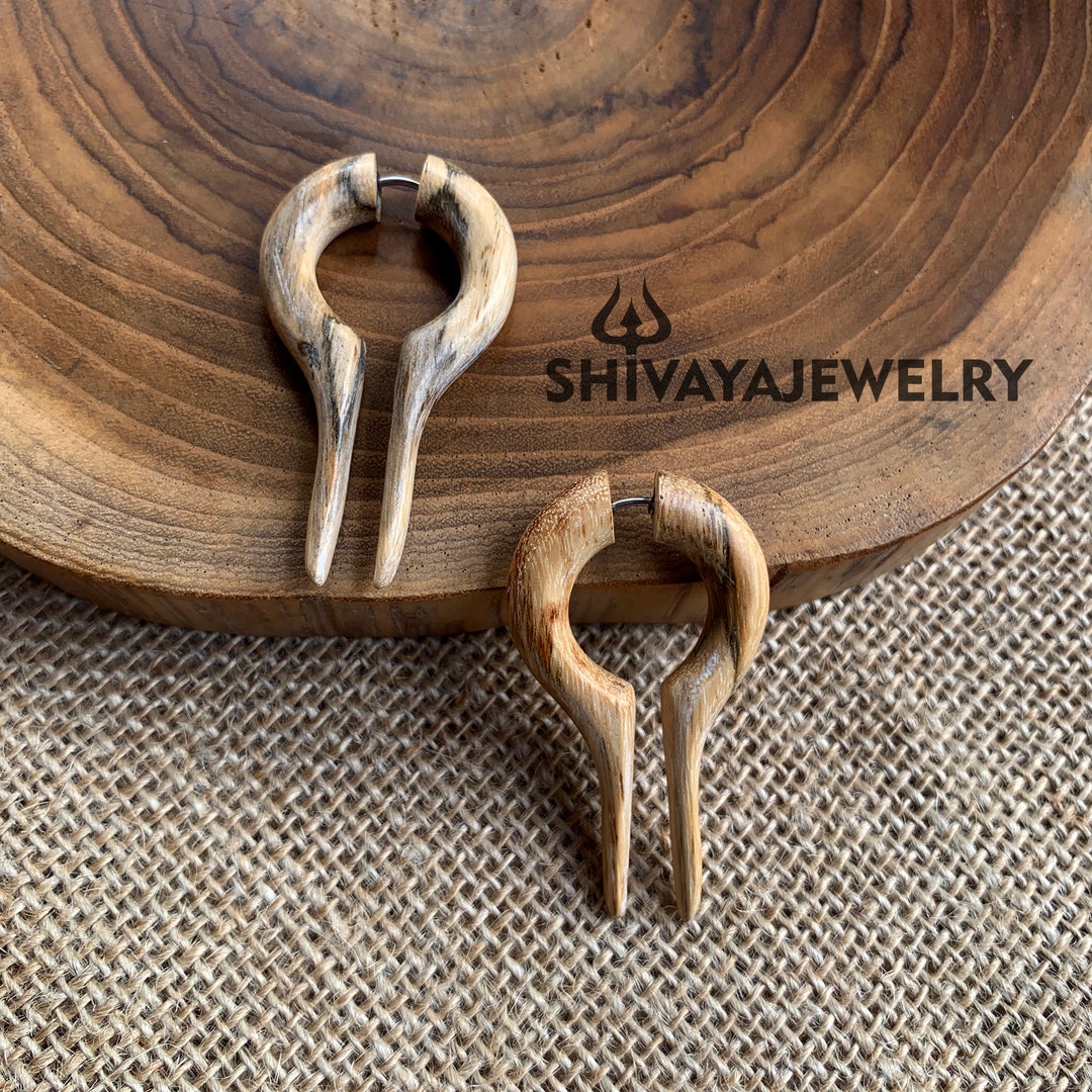 Simple Fake Gauge Earrings, Fake Gauge Wood, Handmade Earrings ...