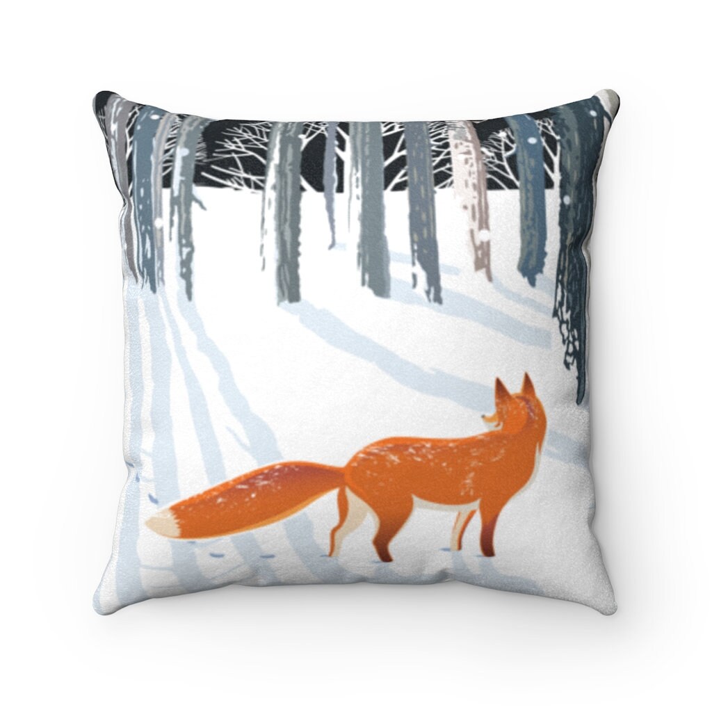 Fox in the Forest Vegan Suede Pillowcase Fox Pillow Case | Etsy