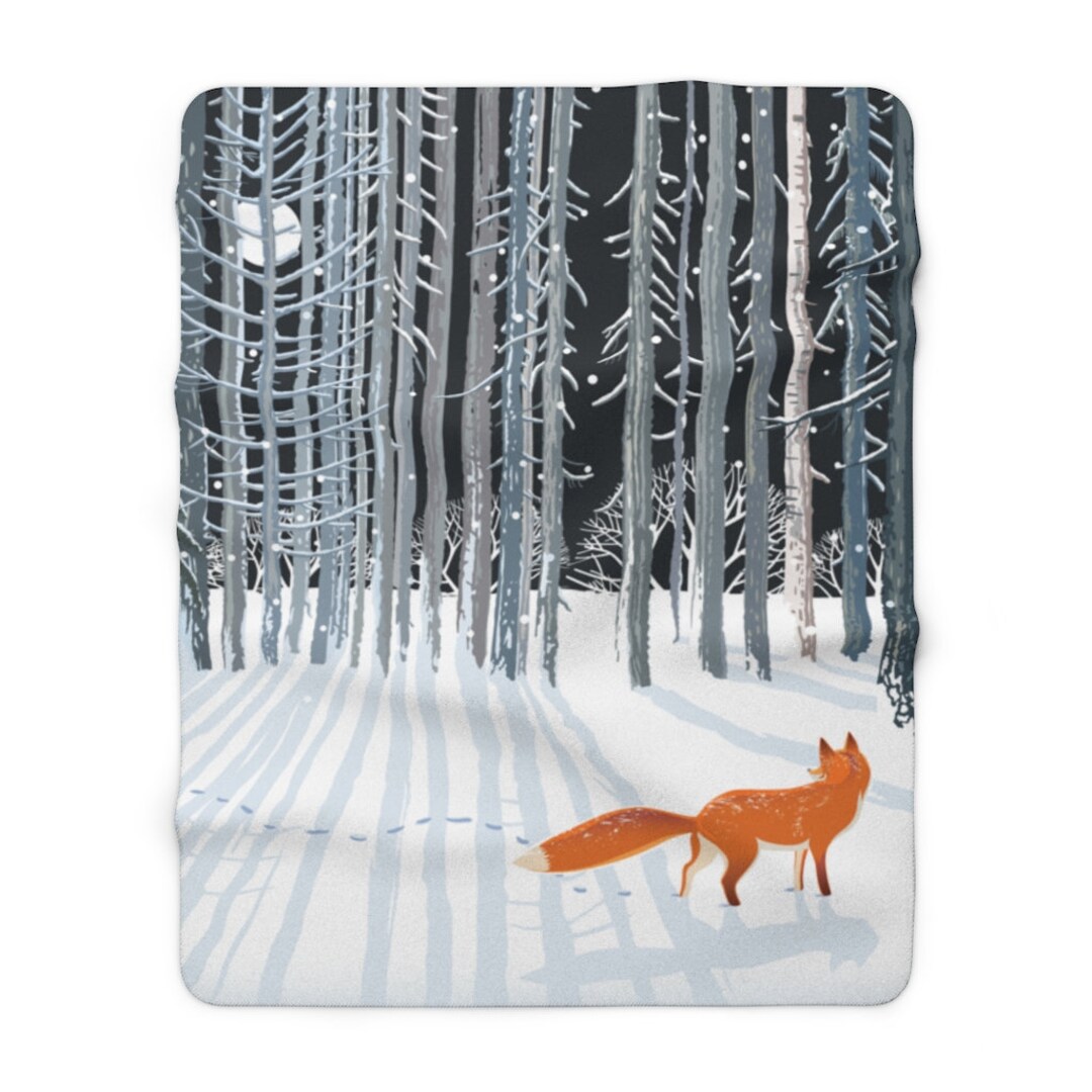 Forest Fox Fleece Blanket Cozy Soft Blanket Graphic Blanket Fox Blanket ...