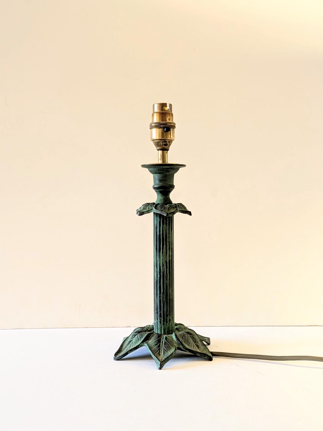 Vintage Column Lamp Base, Solid Brass Verdigris Effect Table Lamp With ...