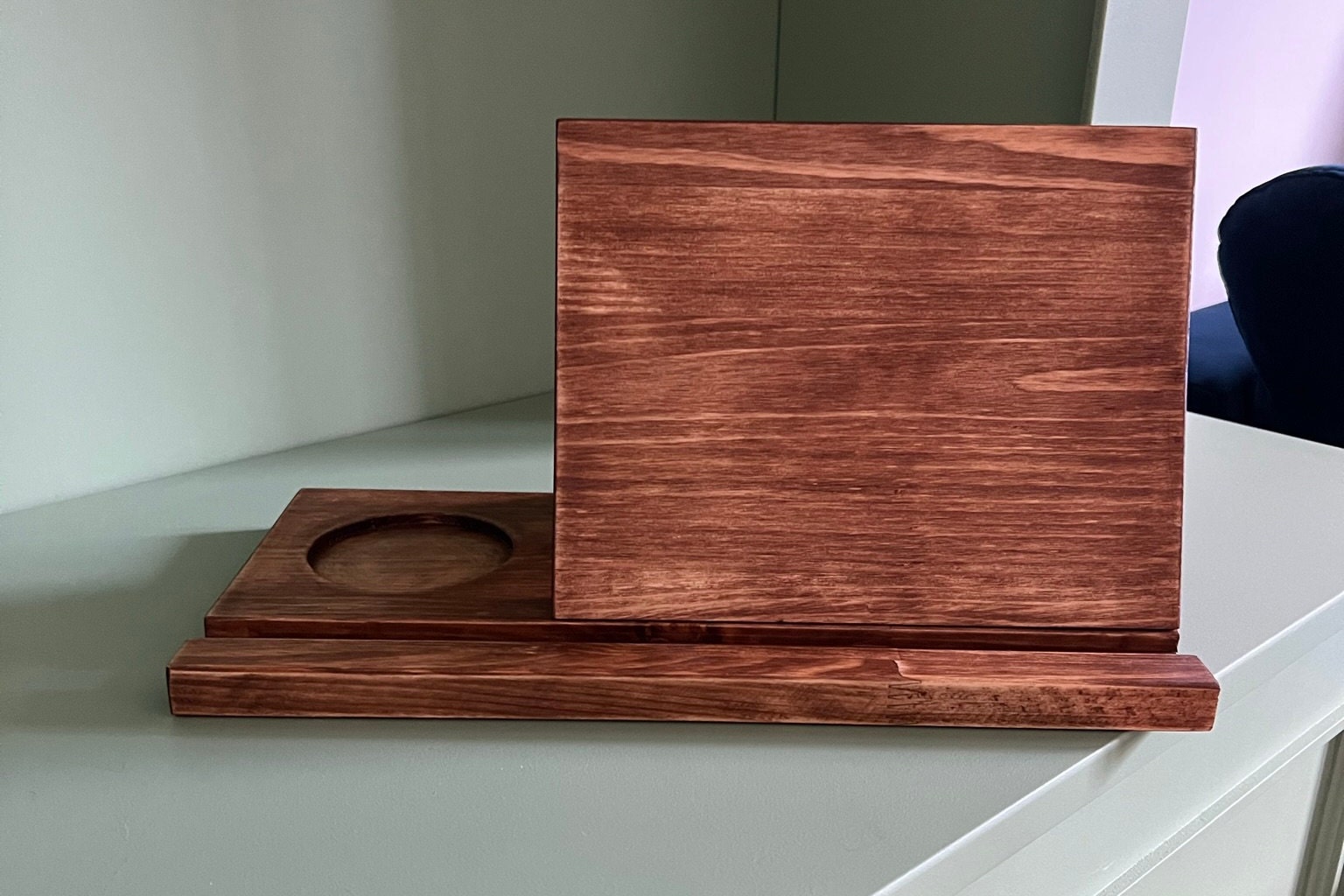 Wood Triangle Book Rest, Handmade Night Stand Book Holder, Book Rest With Drink Holder, Wooden ...