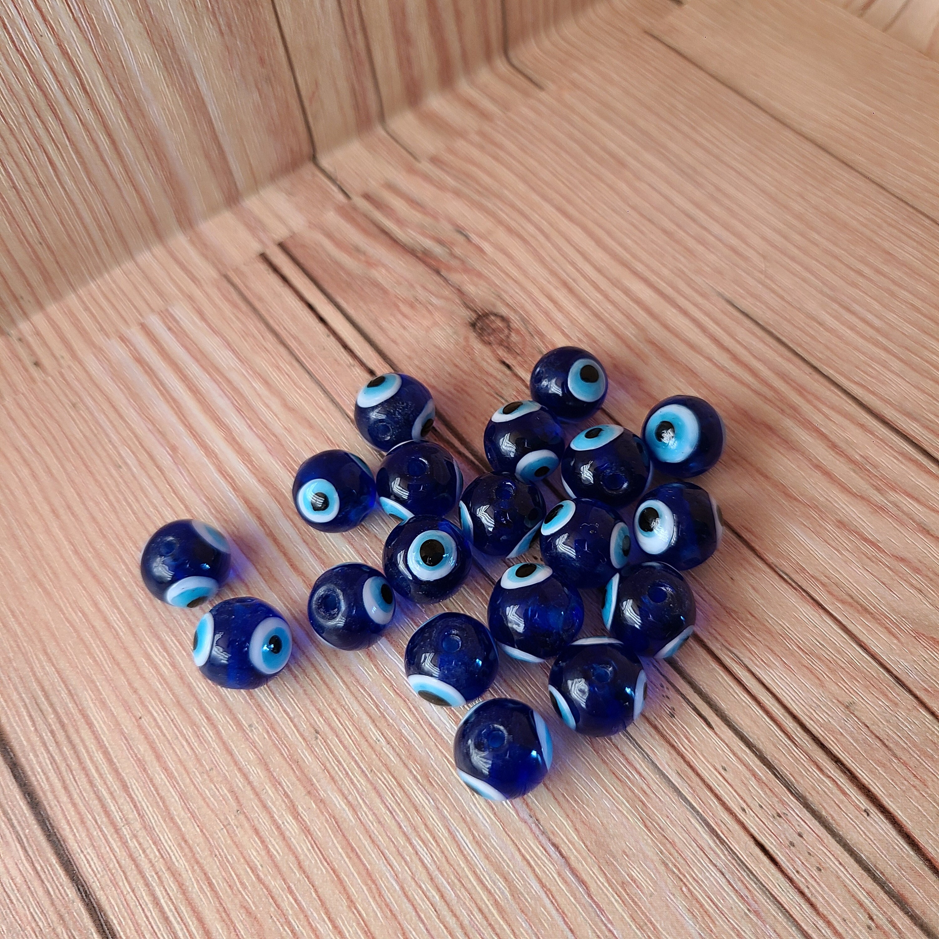 Round Nazar Beads for DIY Evil Eye Necklace With Adjustable Length ...