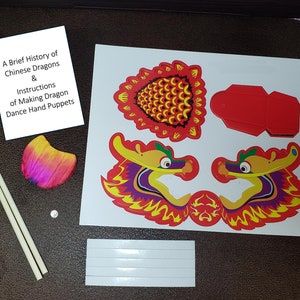 DIY Dragon Dance Hand Puppet Kit: Chinese New Year Craft (29” Dragon ...