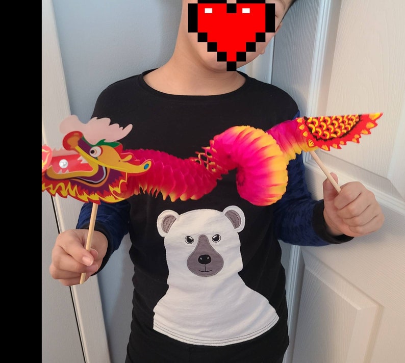 DIY Dragon Dance Hand Puppet Kit: Chinese New Year Craft (29” Dragon ...