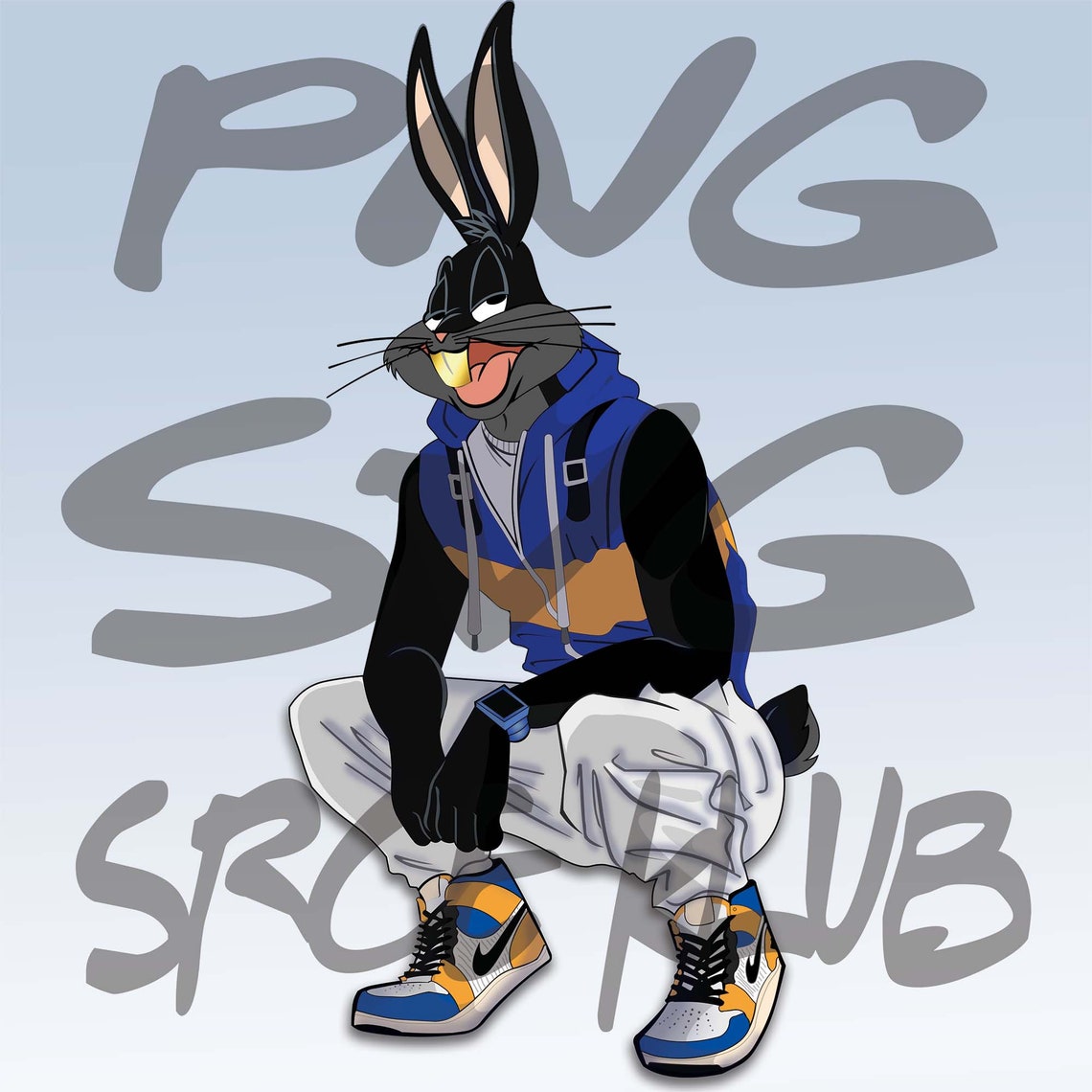 Digital PNG and SVG File - Urban Rabbit "midnight" PNG - T Shirt Svg ...