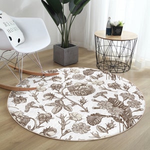 Realhomes Floral Round Rugflower Floor Carpetframed Non Slip Circle ...
