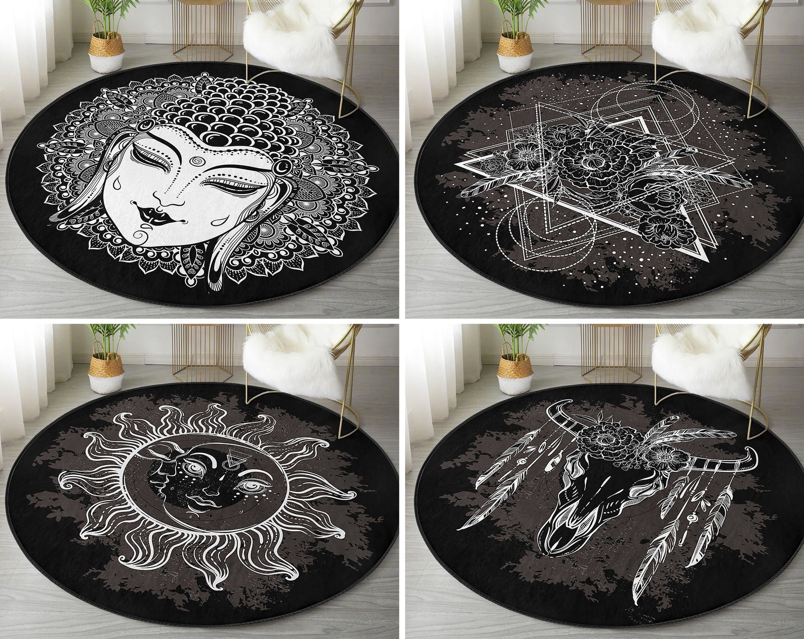 Realhomes Medusa Round Rugmystic Floor Carpetspiritual Non - Etsy