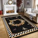 Check Area Rug-black Floral Carpet-traditional Anti Slip Rug-retro ...