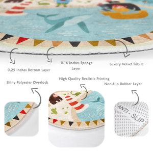 Pirate Nursery Rugtreasure Playmat for Kids Roomshark Toddler Round ...