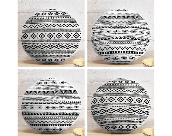 Set of 4 Nordic Pattern Round Pillow Covers Traditional - Etsy