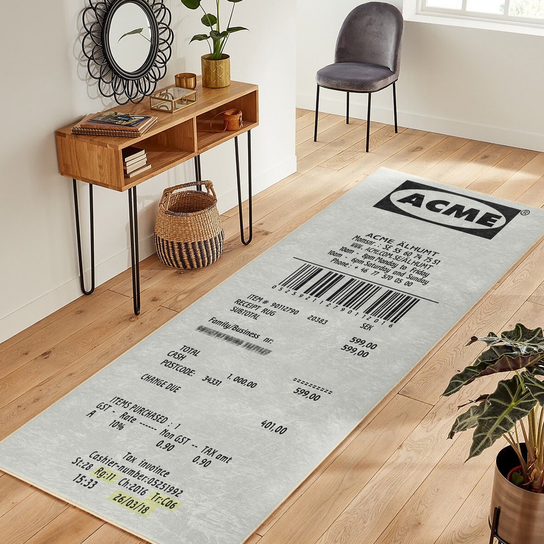 Shopping Receipt Area Ruggray Markered Rughighlighted Date Non Slip ...