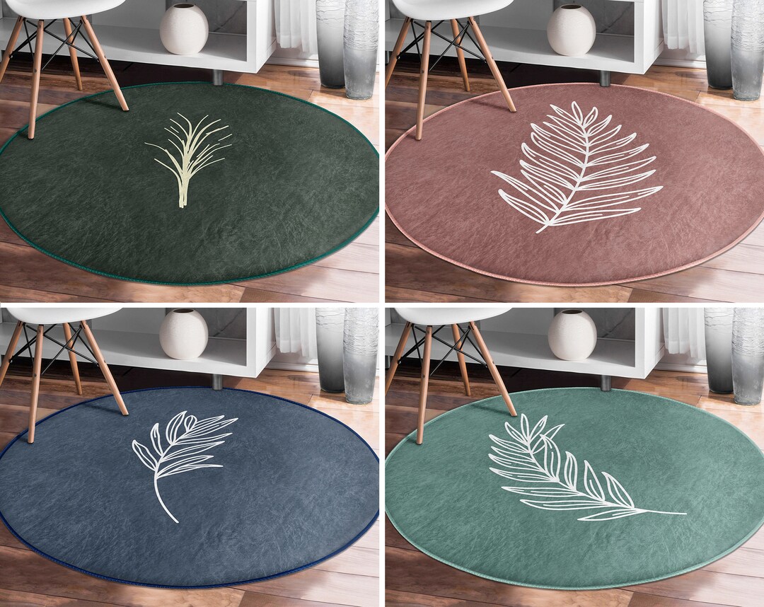 Reahomes Rustic Round Rugonedraw Floor Carpetabstract Non Slip Circle ...