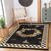 Check Area Rug-black Floral Carpet-traditional Anti Slip Rug-retro ...