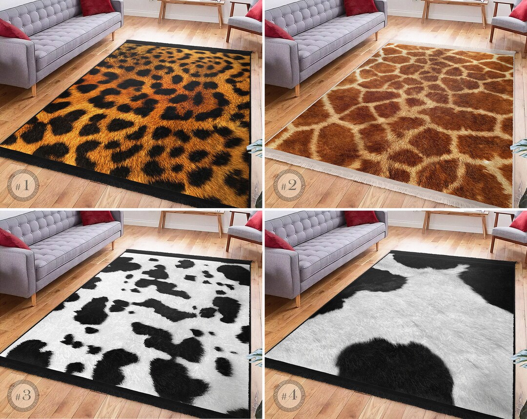 Leopard Area Rugorange Giraffe Rugcow Skin Non Slip Carpetcamouflage ...