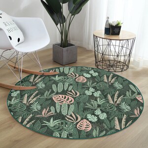 Realhomes Tropical Round Rugexotic Floor Carpetforest Non Slip Circle ...