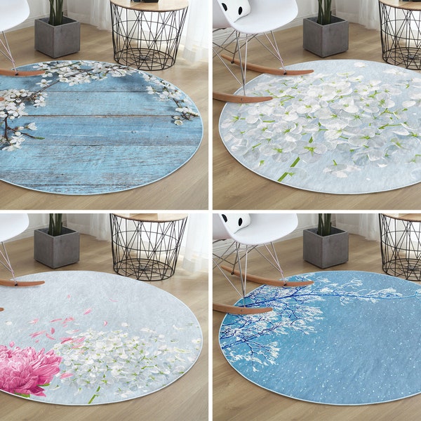 Blue Round Rug - Etsy