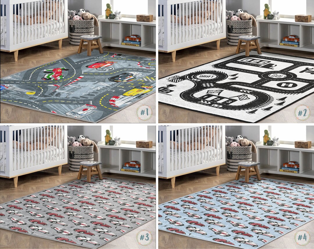 Sports Cars Activity Rugrace Circuit Rectangular Toddler Carpetroad ...