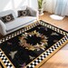 Check Area Rug-black Floral Carpet-traditional Anti Slip Rug-retro ...